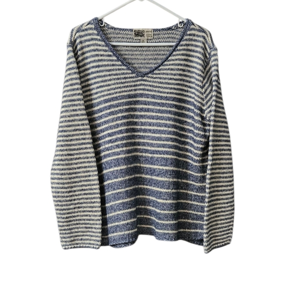 Habitat | Sweaters | Habitat Womens Vneck Sweater Blue White Stripe ...